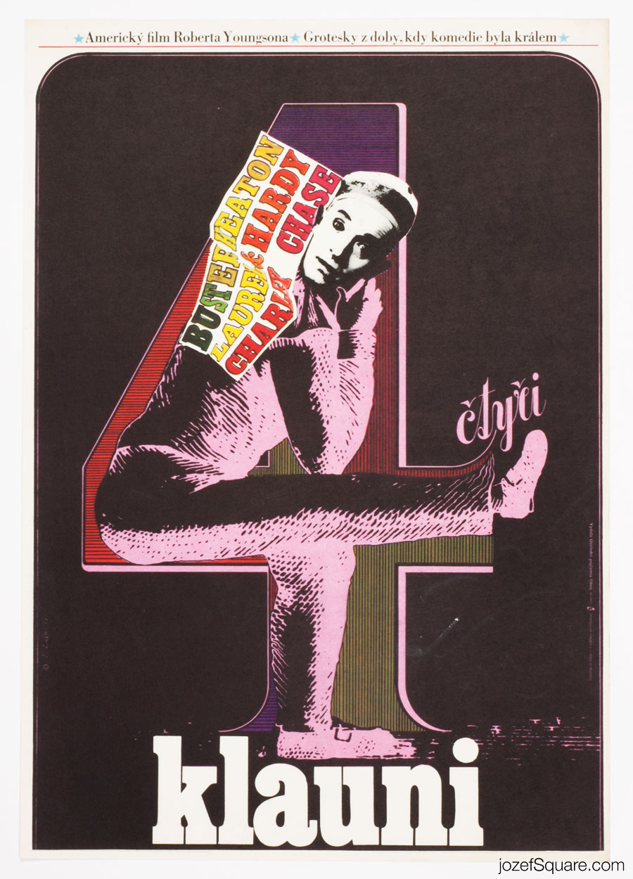 Four Clowns Movie Poster, Zdenek Ziegler Artwork